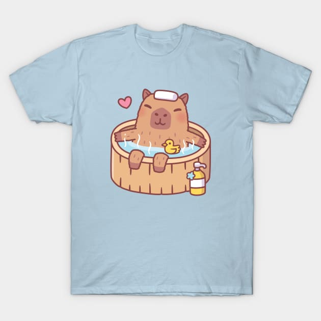 Cute Capybara and Ducky Relaxing in Hot Bath - Cute Capybara - T-Shirt ... Cute Capybara and Ducky Relaxing in Hot Bath - Cute Capybara - T-Shirt ...